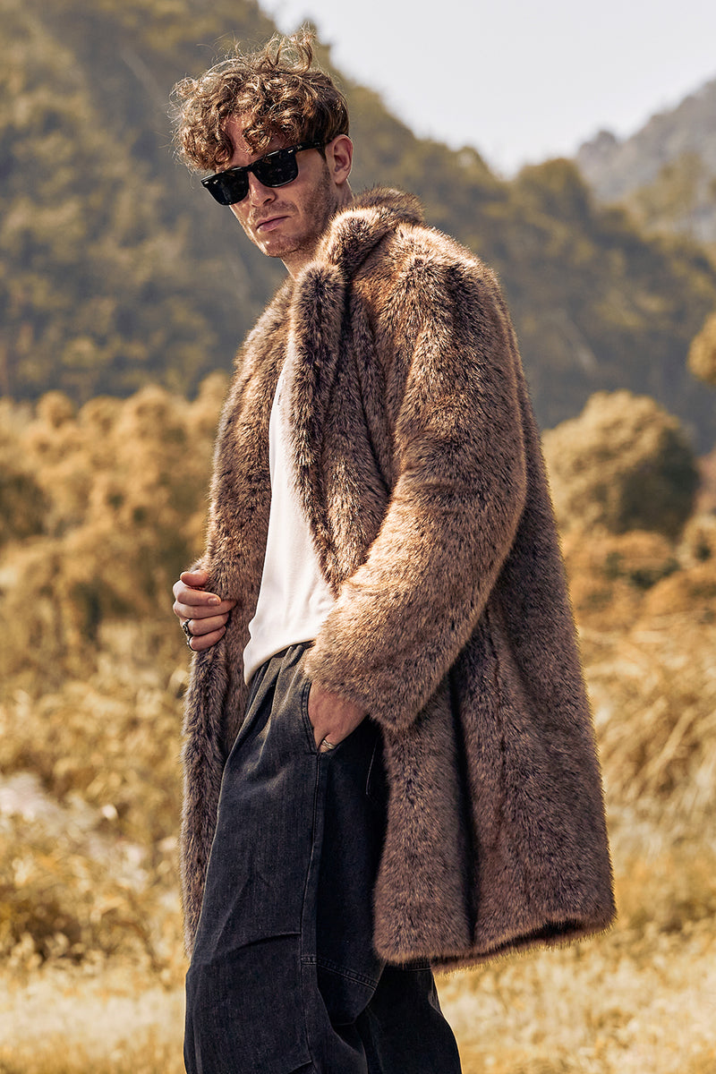 Hellymoon Men Coffee Coat Jacket New Fashion Mink Fur Long Sleeves ...